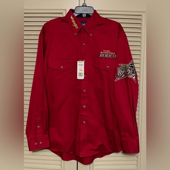 Wrangler | Shirts | Wrangler Long Sleeve Mens Shirt Large Red Nfr Rodeo ...